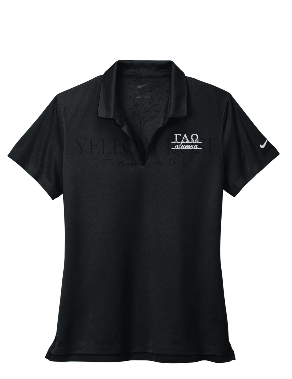 Gamma Alpha Omega Nike Polo- Letters w/Alumna – Yellow Rose Threads